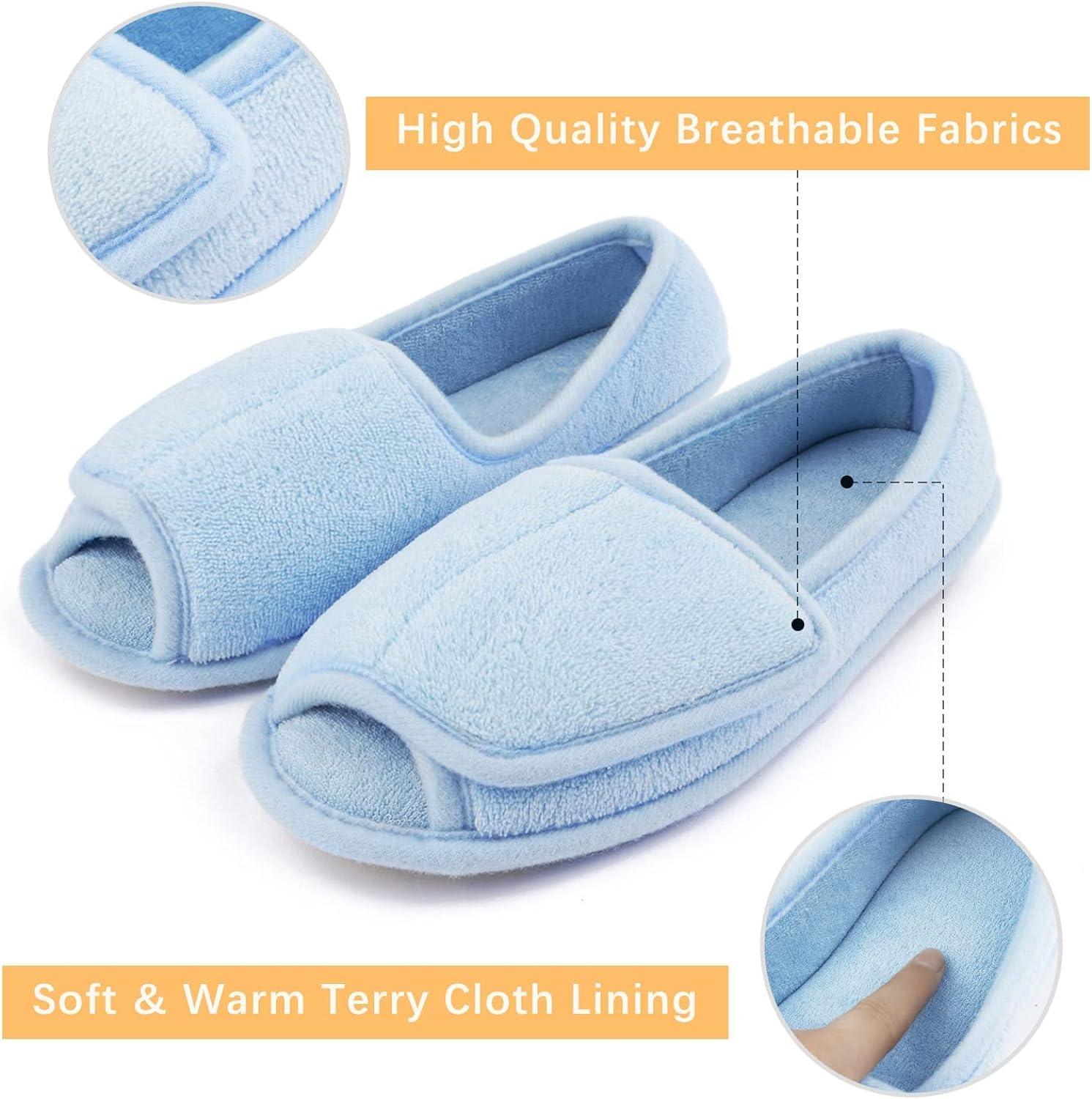 Git-up Women's Diabetic Slippers - Memory Foam, Adjustable Open Toe ...