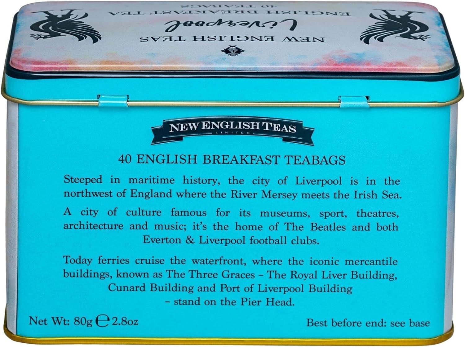 New English Teas Liverpool Gifts Tea Caddy with 40 English Breakfast ...