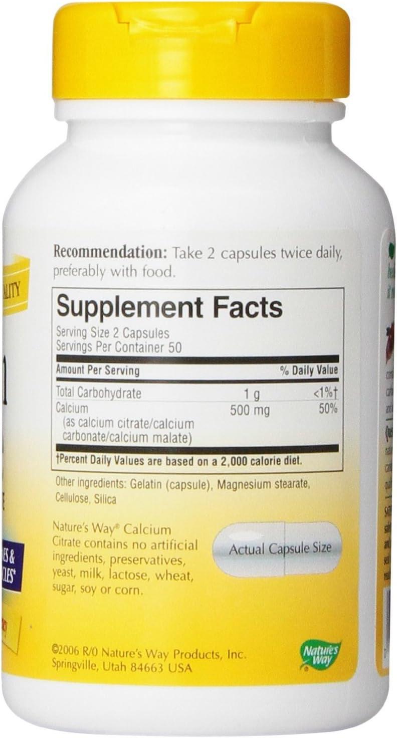 Calcium Citrate/Malate 100C - 100 Capsules - Premium Quality Calcium ...