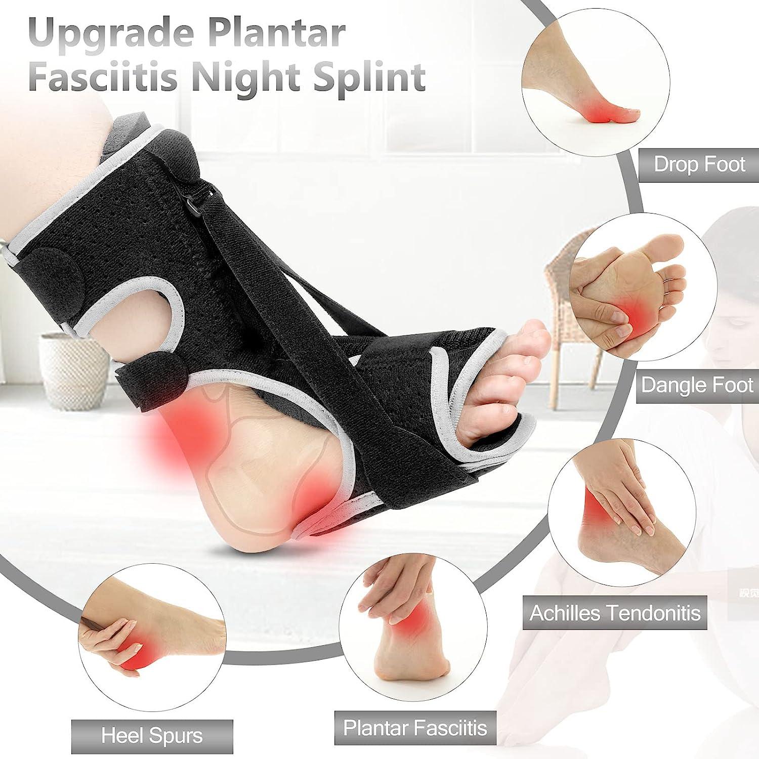 Plantar Fasciitis Night Splint with Arch Support - 2 Adjustable Straps ...