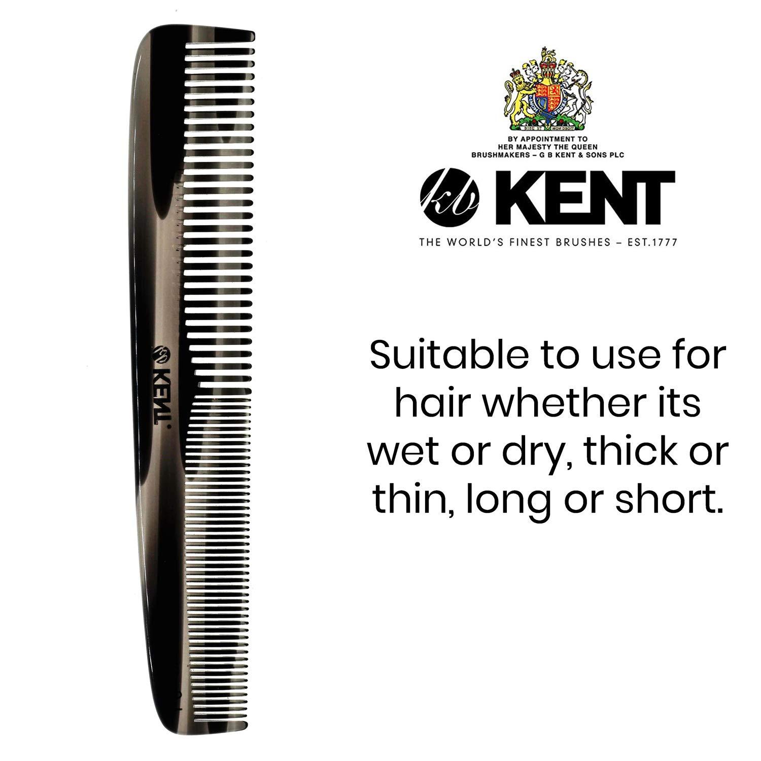 Kent 9T Graphite Detangler Hair Comb - Handmade in England, Fine & Wide ...