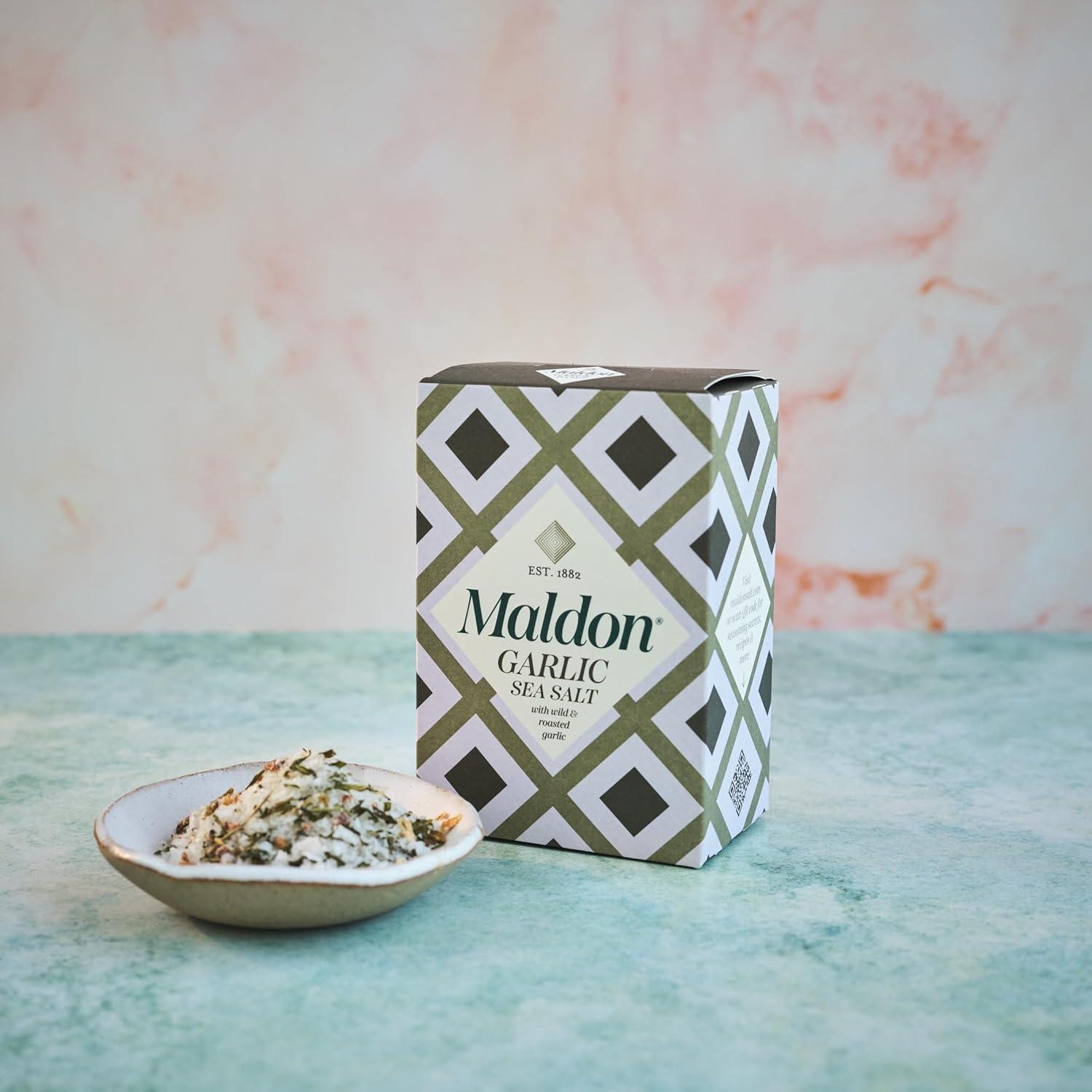 Maldon Garlic Sea Salt Flakes | Wild & Roasted Garlic Blend | 100g Box ...