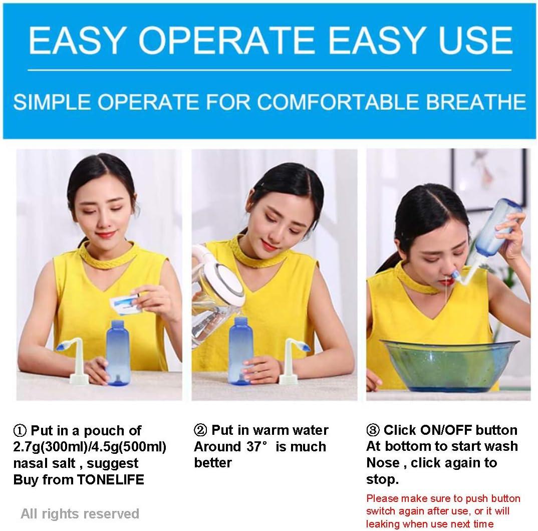 Neti Pot Sinus Rinse Kit with 40 Packets + Nasal Salt Sprayer - 300ml ...