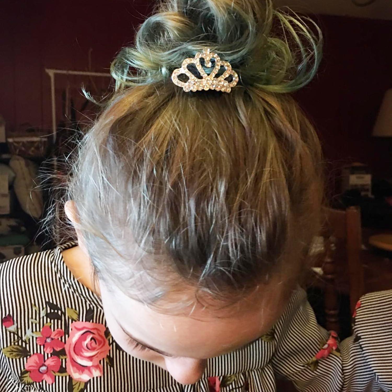 Honbay 4PCS Mini Crystal Rhinestone Crown Hair Comb Princess Tiara - 1 ...