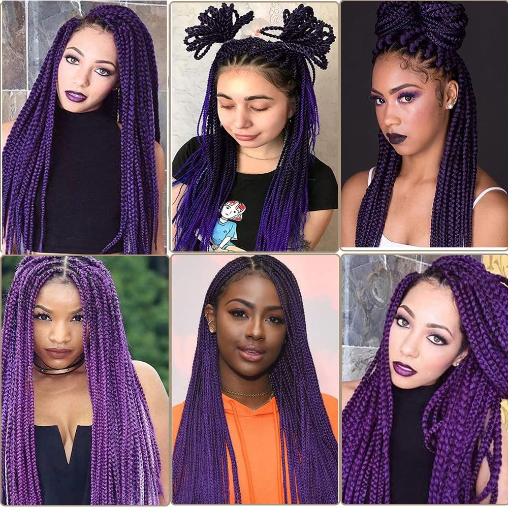 AQINBEL 26 Inch Purple Pre-Stretched Braiding Hair - 8 Bundles | Itch ...