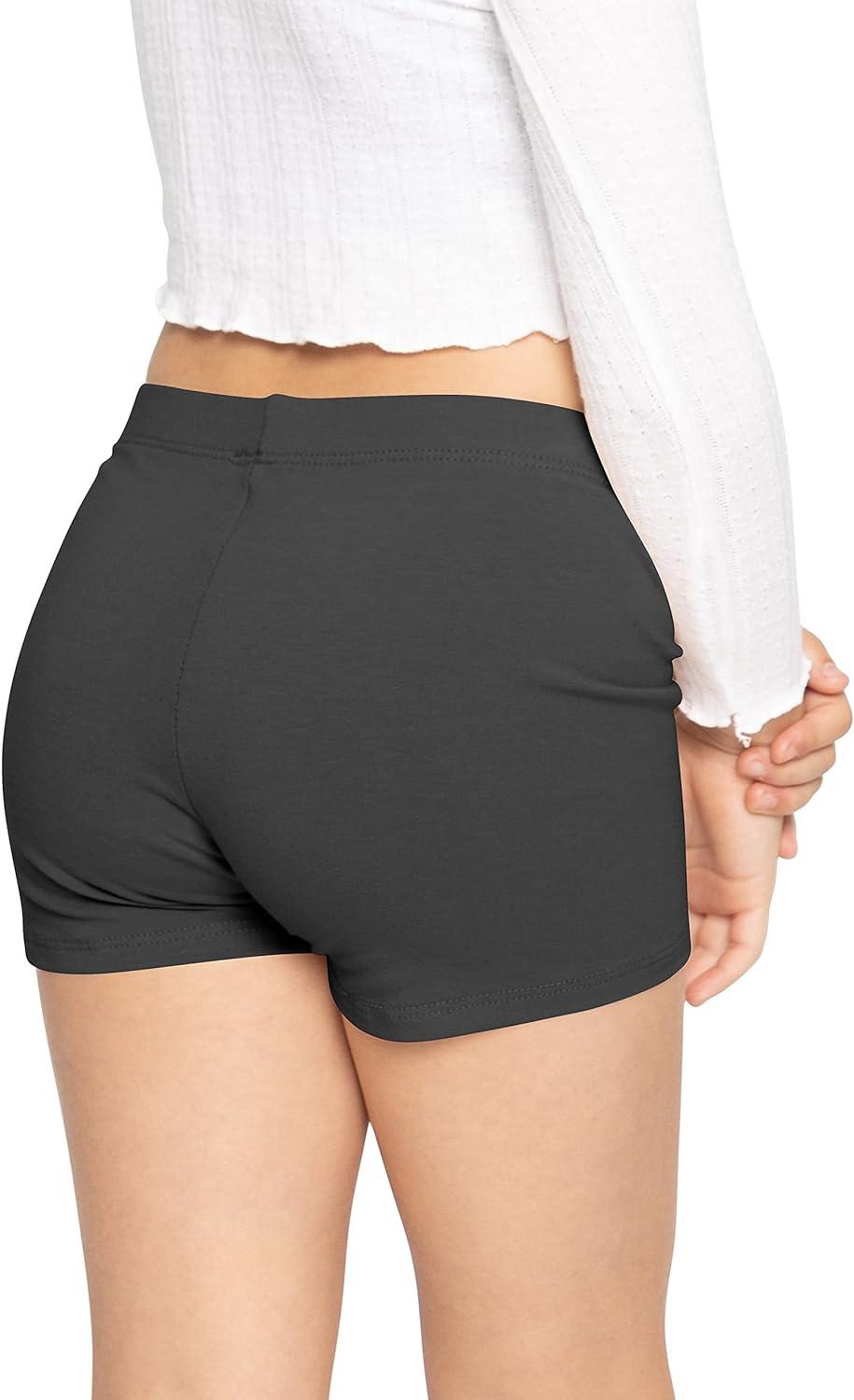 STRETCH IS COMFORT Girl's Oh So Soft Booty Shorts 2 Pack in Black ...