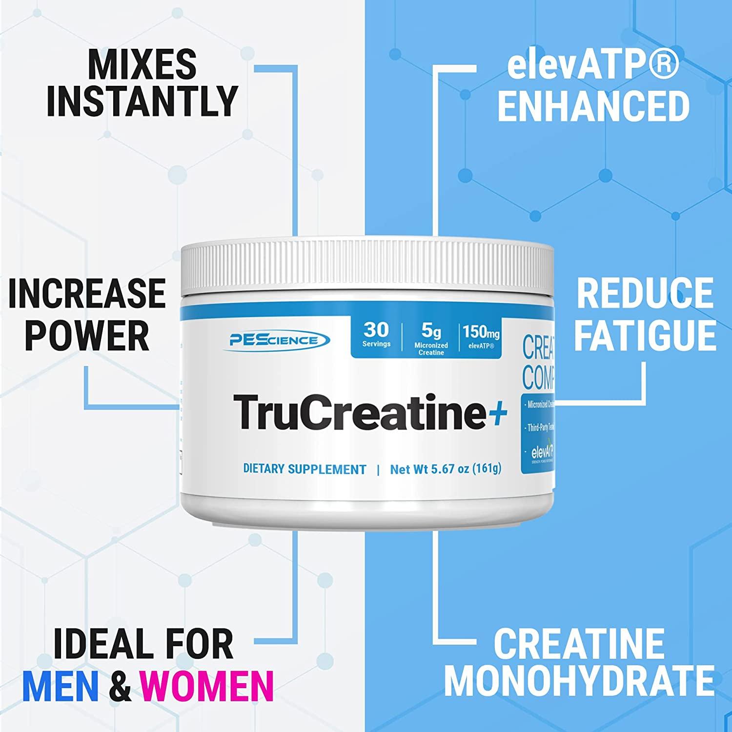 PEScience TruCreatine+, Pure Creatine Monohydrate and ElevATP Powder ...