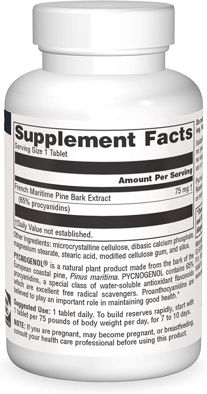 Source Naturals Pycnogenol 75mg - 60 Tablets | Proanthocyanidin Complex ...
