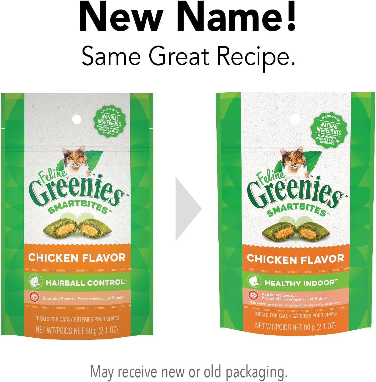 Greenies Feline SMARTBITES Hairball Control - Chicken & Tuna Flavors ...