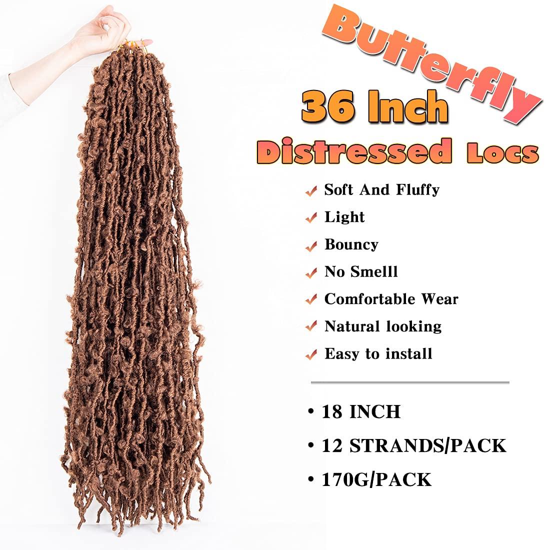 Buy 5 Packs 36 Inch Butterfly Locs Crochet Hair - Soft Faux Dreadlocks ...