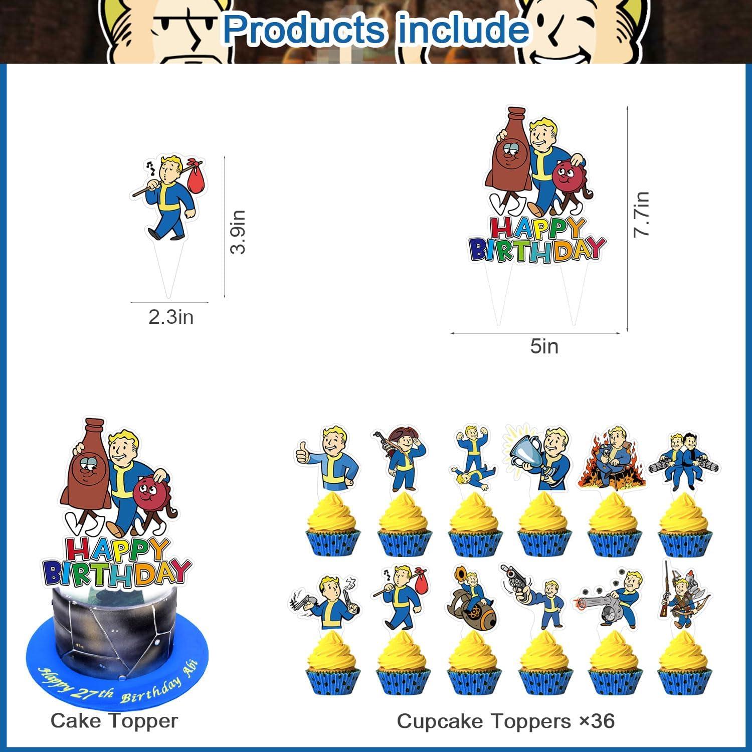 37 Pieces Fallout Cake Topper Fallout 76 Game Themed Party Supplies ...