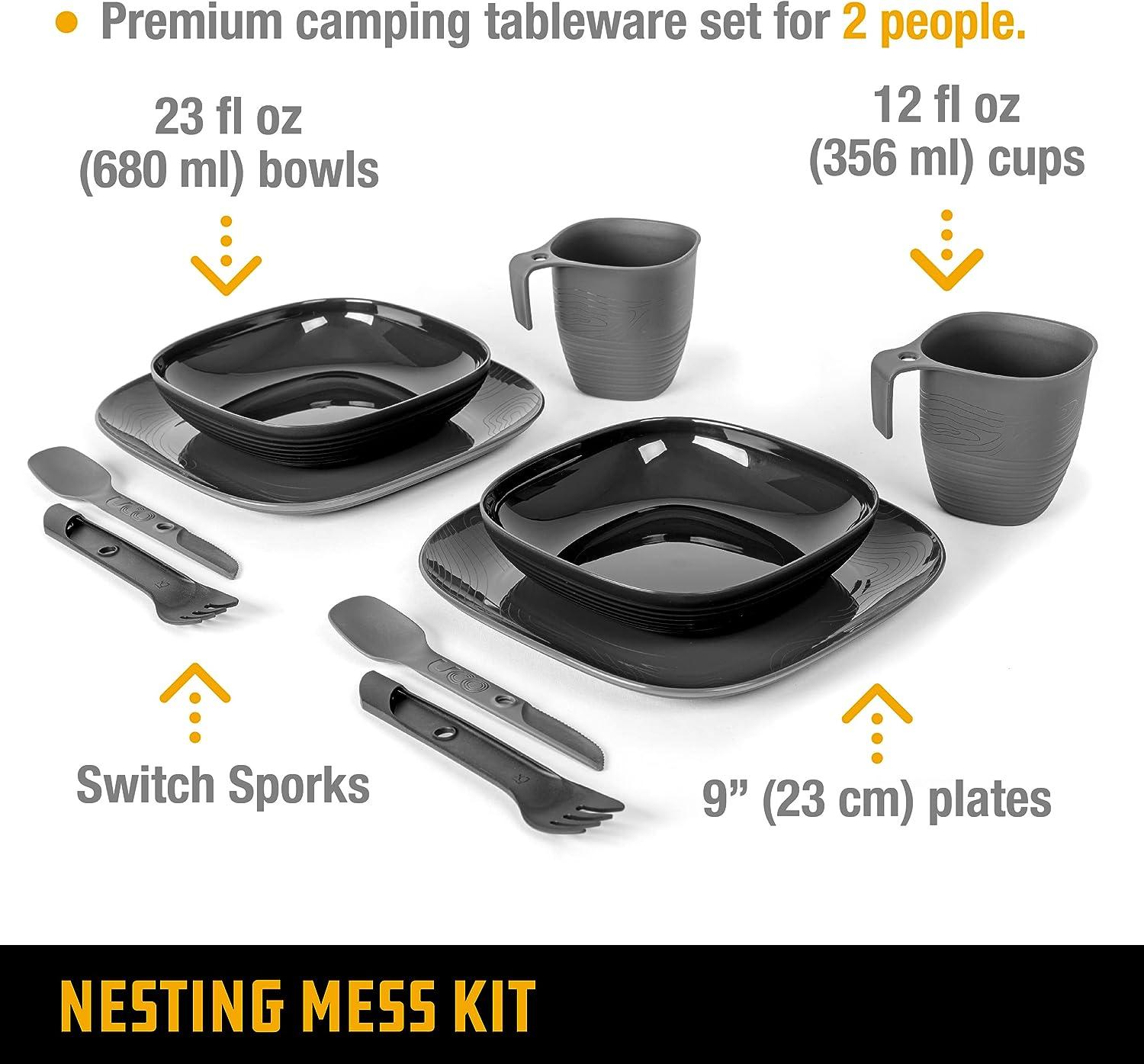 UCO 2-Person Camping Mess Kit with Bowl, Plate, Collapsible Cup, Spork ...