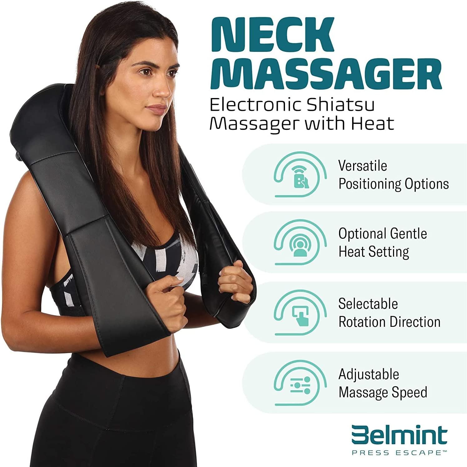 Deep Kneading Neck Massager with Heat - Shiatsu Pillow for Neck, Back ...