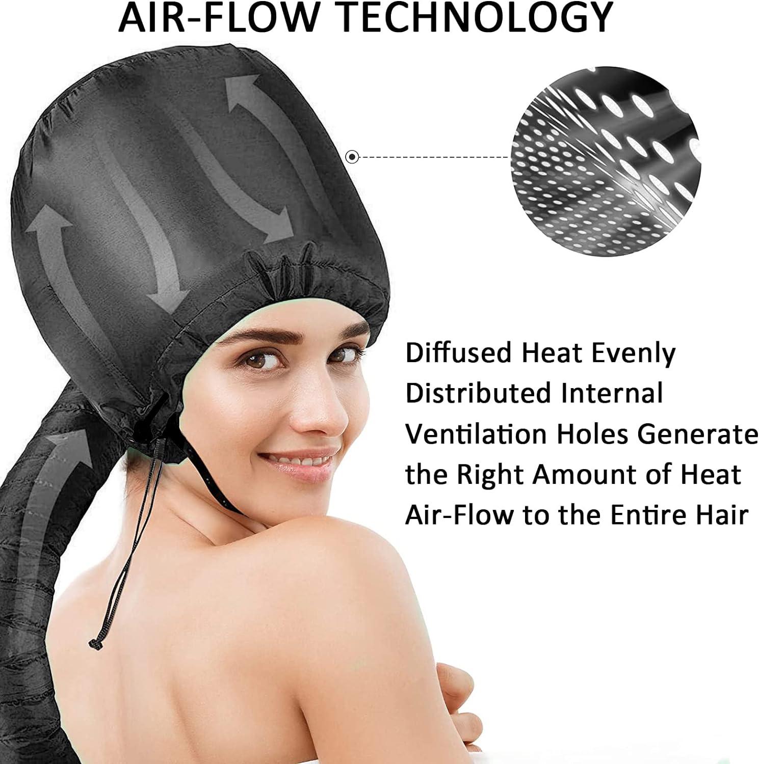 Portable Bonnet Hood Hair Dryer Attachment Set for Drying and Styling - Adjustable Soft Bonnet ...
