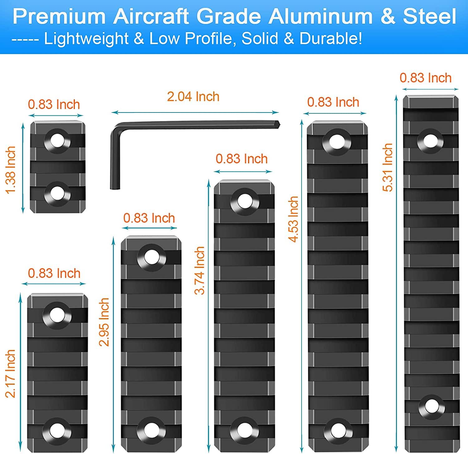 FANGOSS Mloc Picatinny Rails Set - 6 Pack with 3, 5, 7, 9, 11, 13 Slot ...
