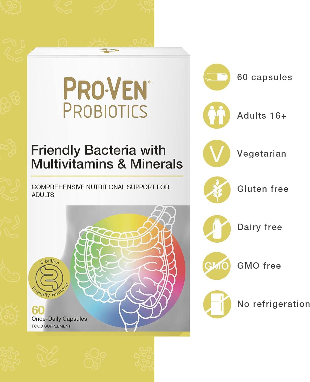 Pro-Ven Probiotics Once Daily 5 Billion CFU + Multivitamins & Minerals ...