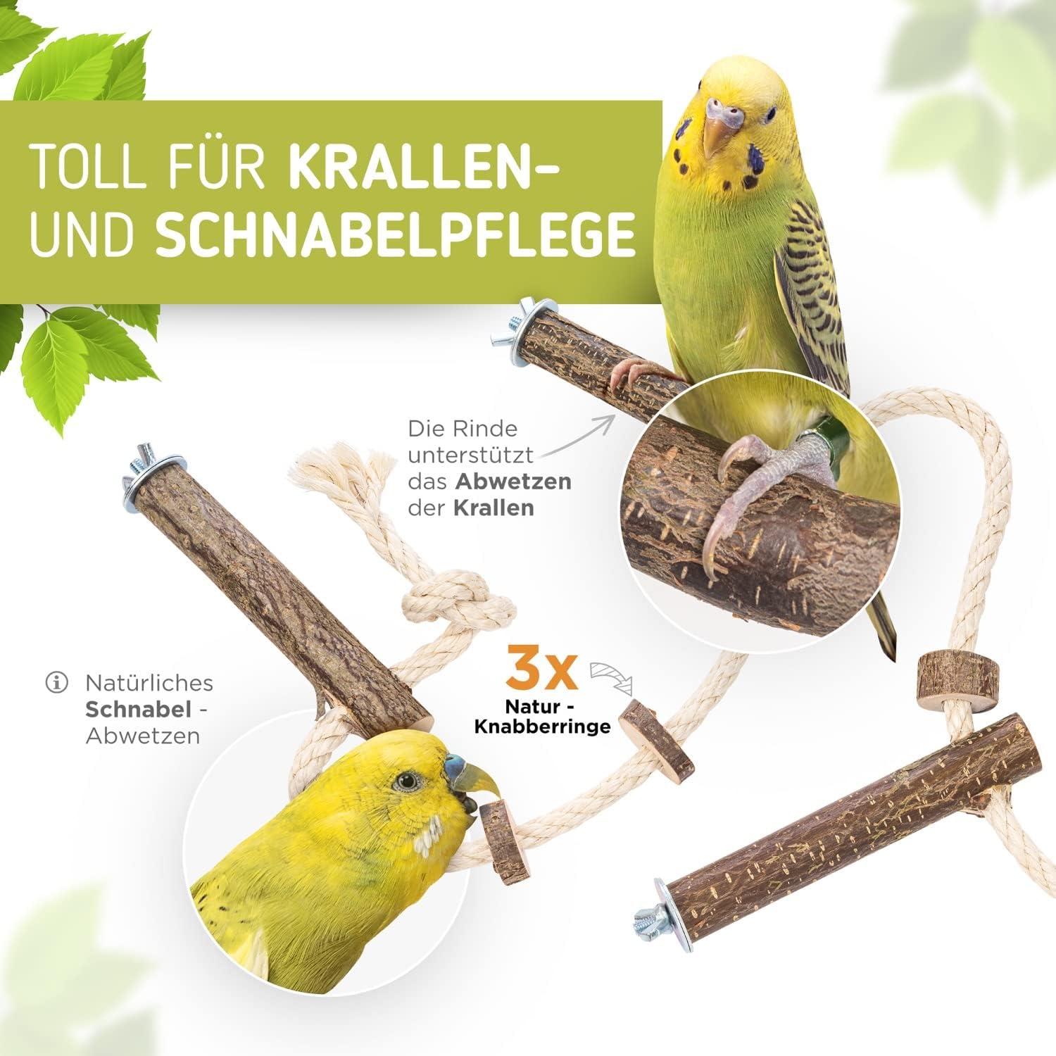 Exciting Climbing Rope for Birds - 3 Sliding Natural Wood Seat Rods for ...