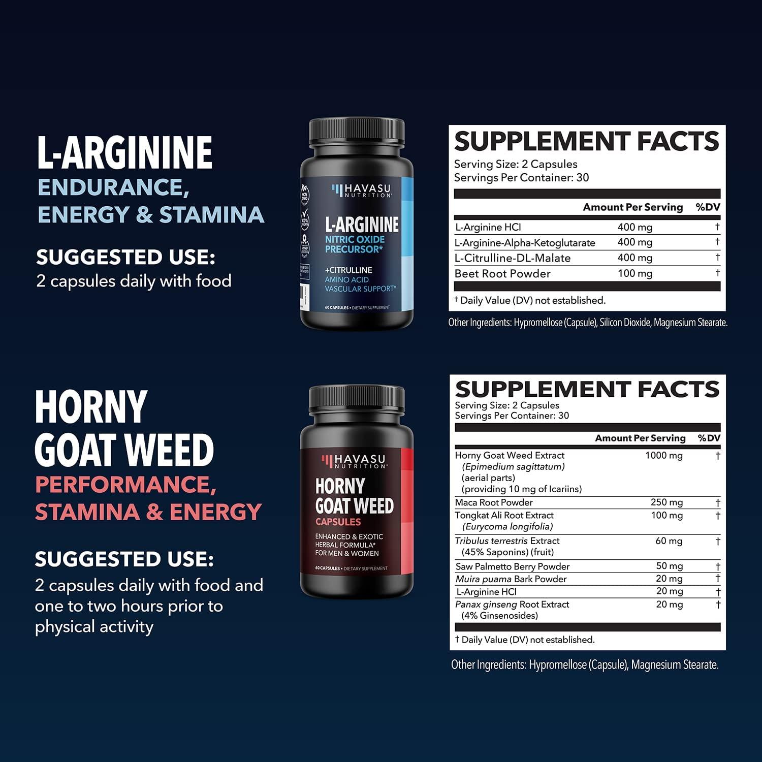 Male Enhancing Bundle: L-Arginine & Horny Goat Weed for Performance ...