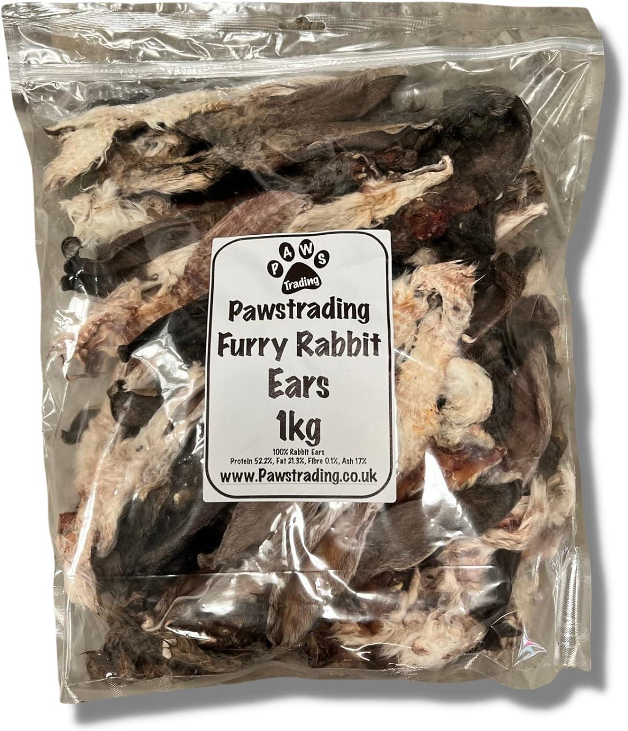 Furry Rabbit Hairy Ears - Natural Dog Chew - Pawstrading (1KG (50-80 ...