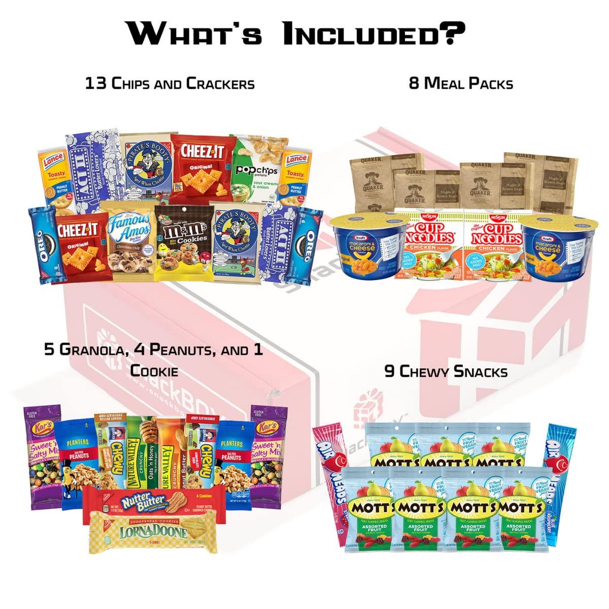 College Snack Box Care Package (40 Count) for Studying, Exams, Date ...