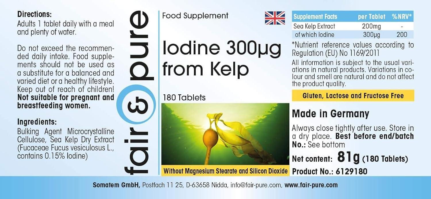 Fair & Pure Iodine 300mcg - Vegan Kelp Extract Natural High Dosage ...