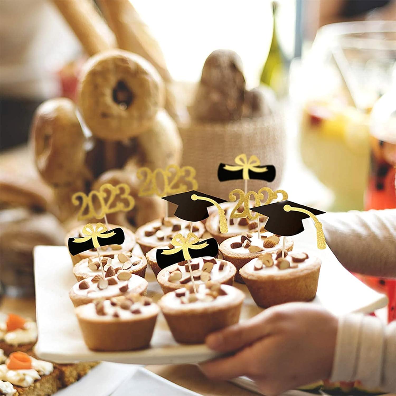 48 Pcs/Set Mini Graduation Cupcake Toppers Birthday Cake Decoration ...