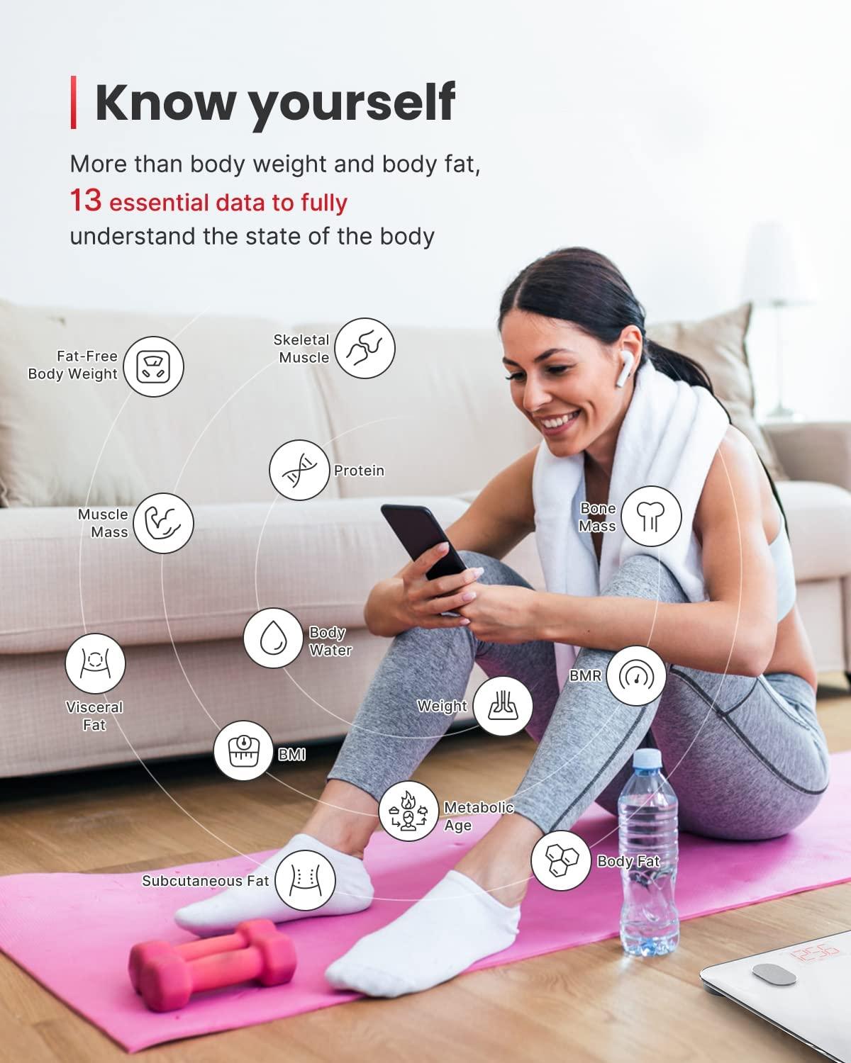 FITINDEX Smart Scale - Digital Bathroom Scale for Body Weight, Body Fat ...