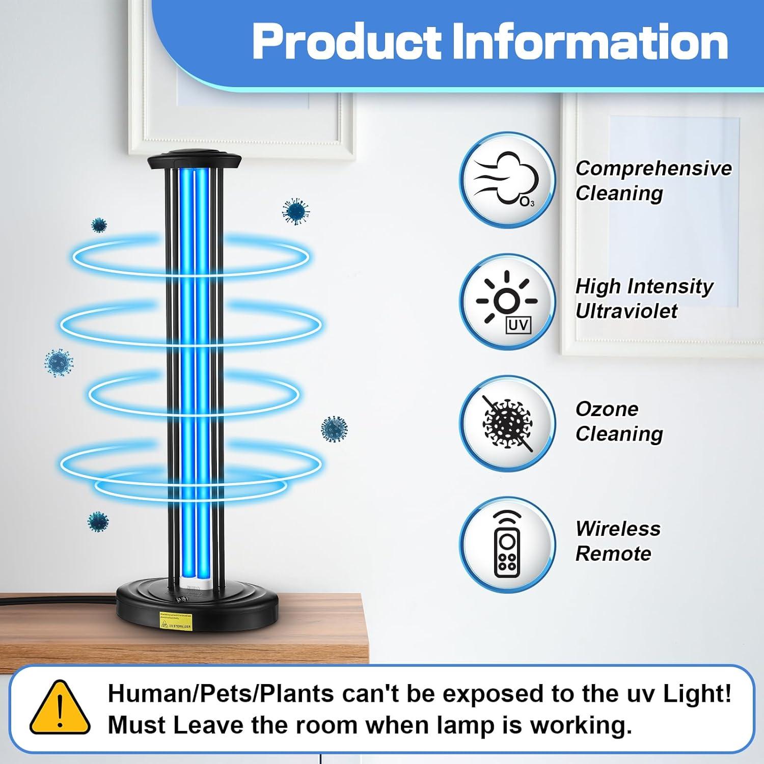 Qualirey 100W UV Light Disinfection Device - EPA Compliant UVC ...