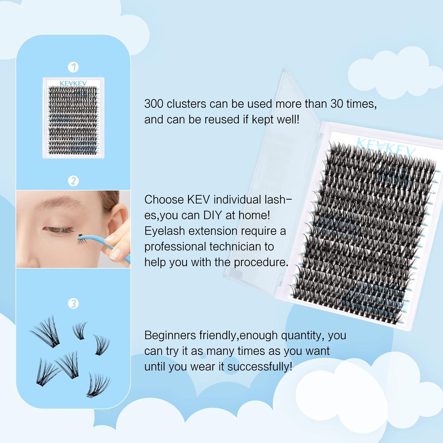 300 Pcs DIY Lash Extension Clusters for Dramatic Volume Look - C-10mm ...