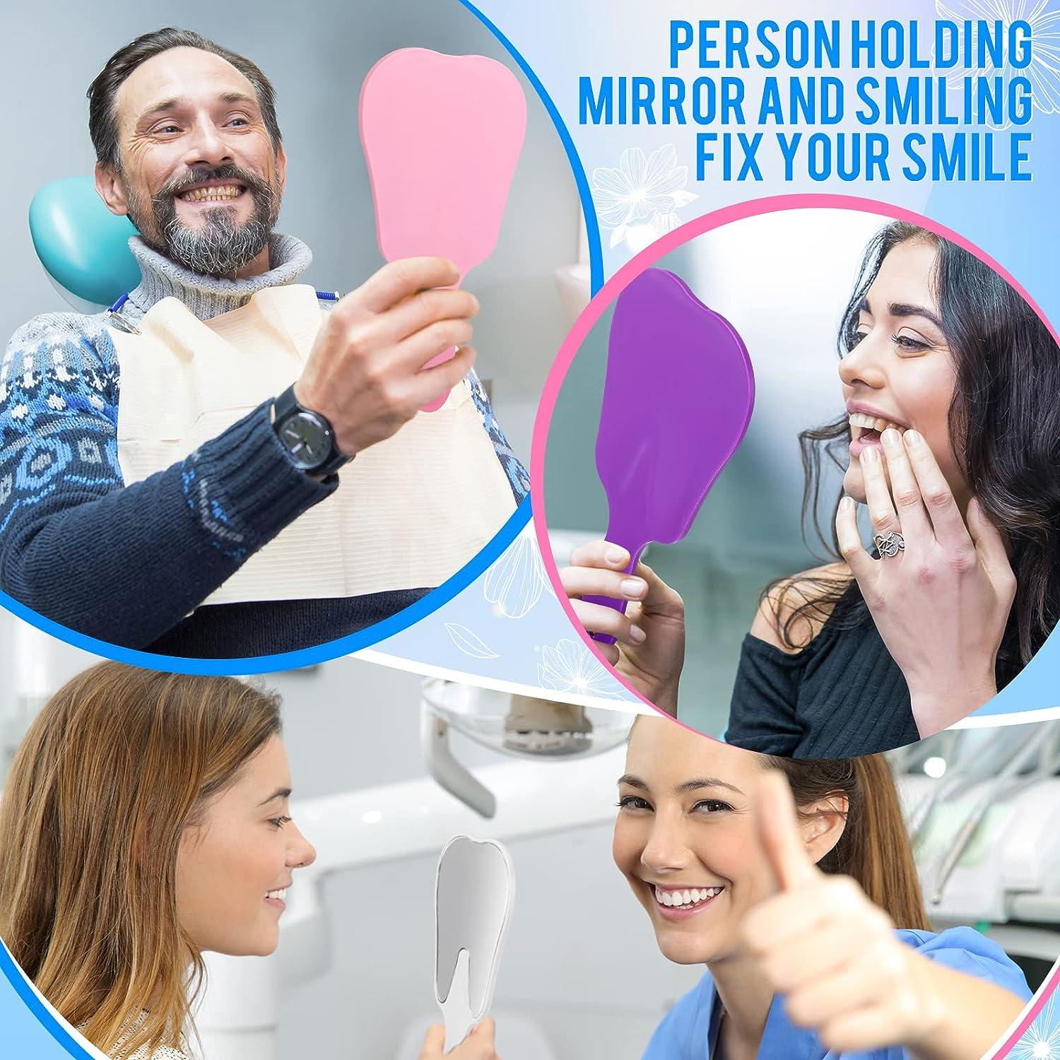 6-Piece Tooth Shaped Handheld Mirrors - Cute Plastic Makeup Mirrors for ...