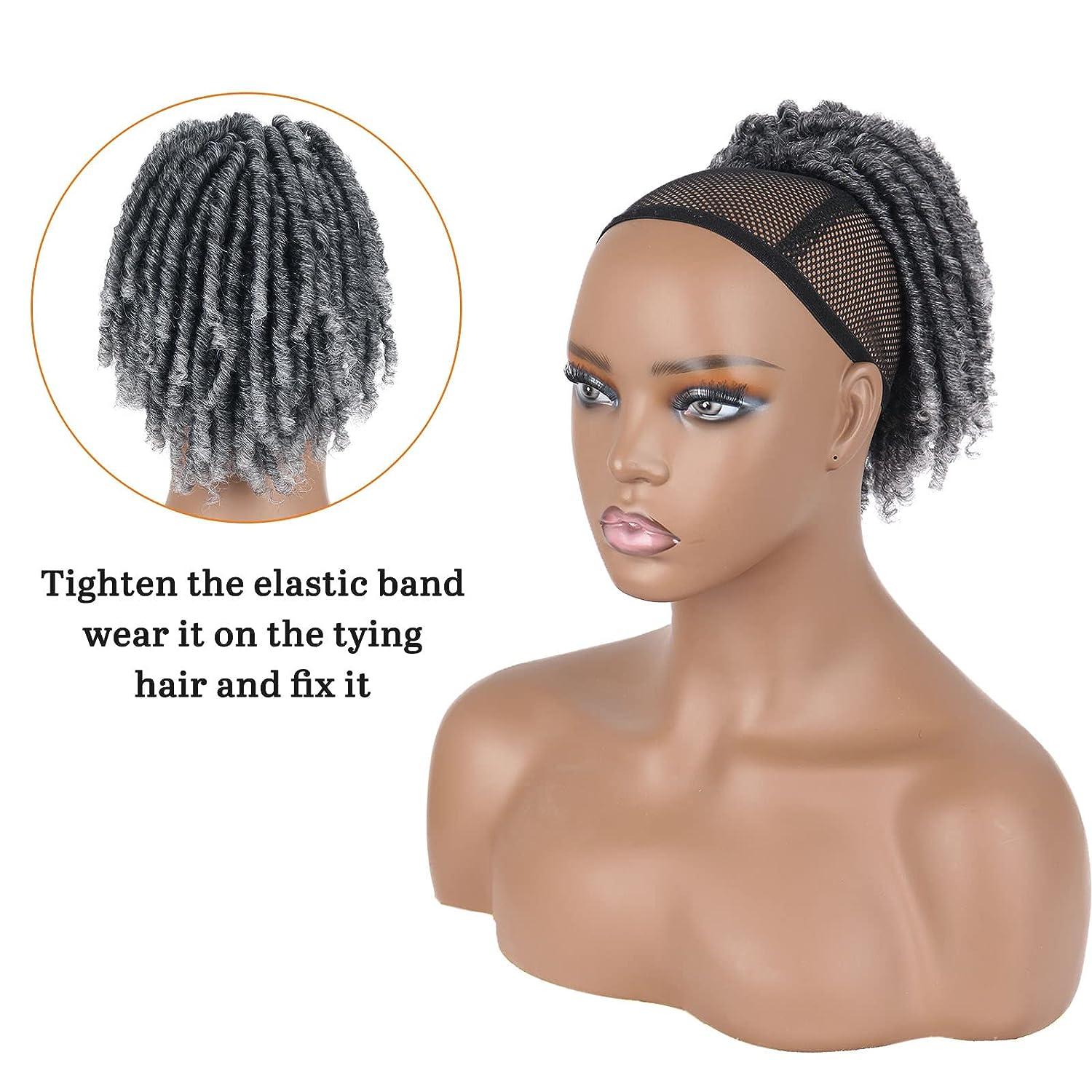 SCENTW Grey Dreadlock Ponytail Extensions for Women | Drawstring Clip ...