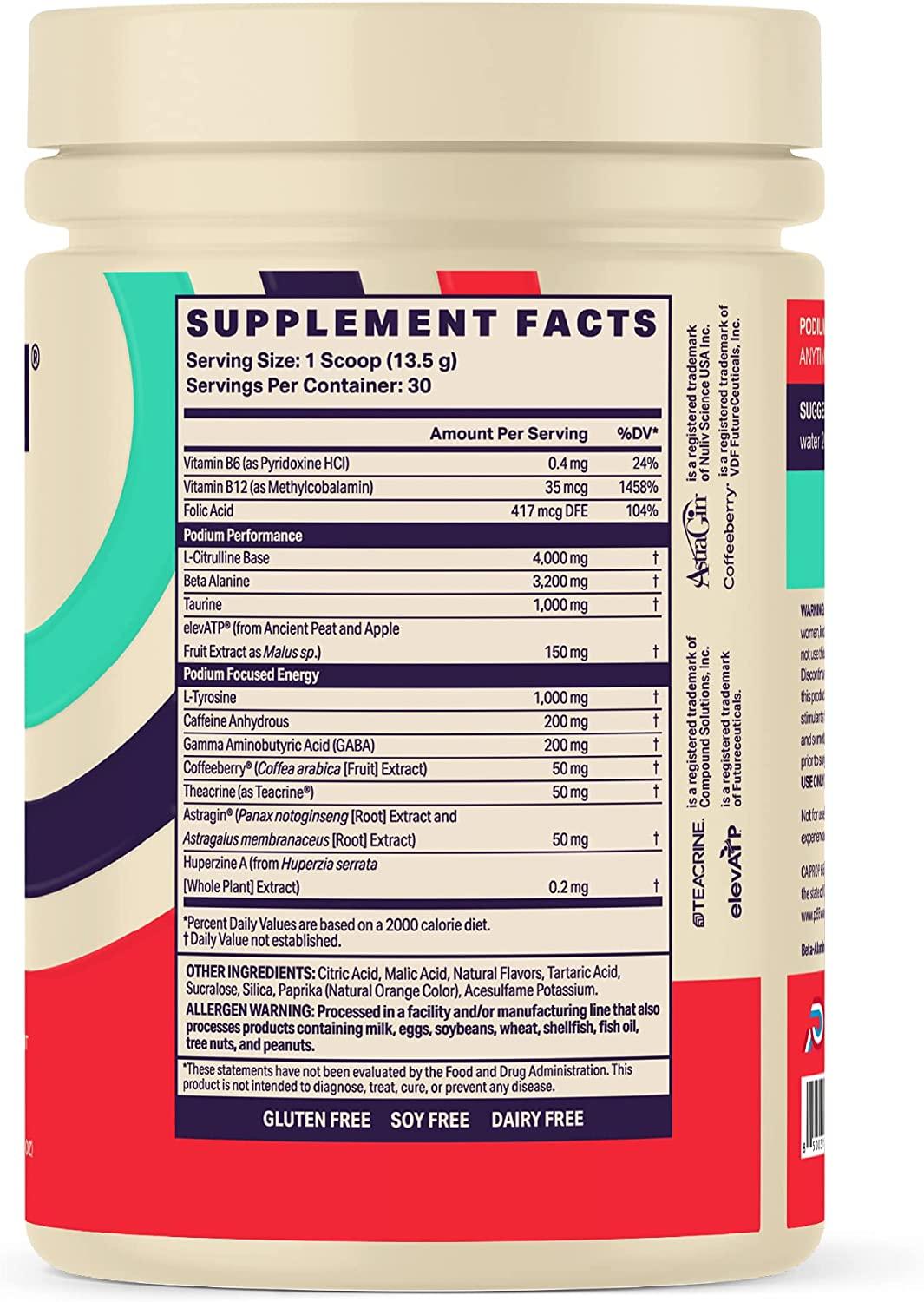 Podium Nutrition Fuse Pre Workout Powder - Peach Mango (30 Servings ...