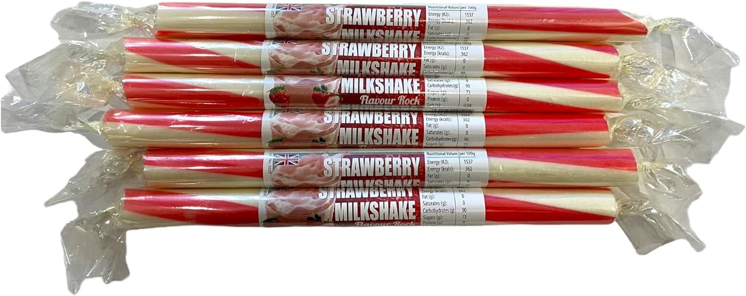 20 X Strawberry Milkshake Rock Sticks Handmade Traditional Rainbow ...