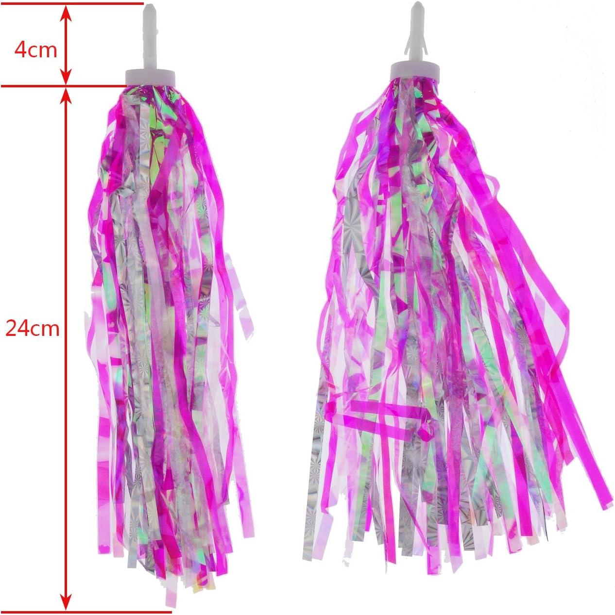 Kasteco 2 Pairs Bicycle Tassel Ribbons - Blue/Silver & Hot Pink/Silver ...