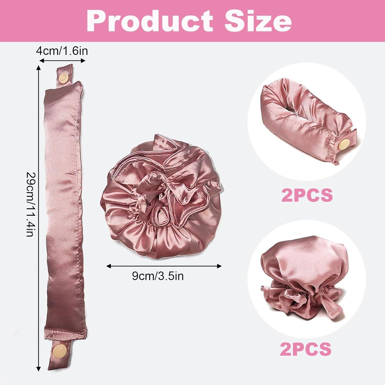 2 Pack Overnight Blowout Bun Bons Satin Heatless Curling Set for Long ...