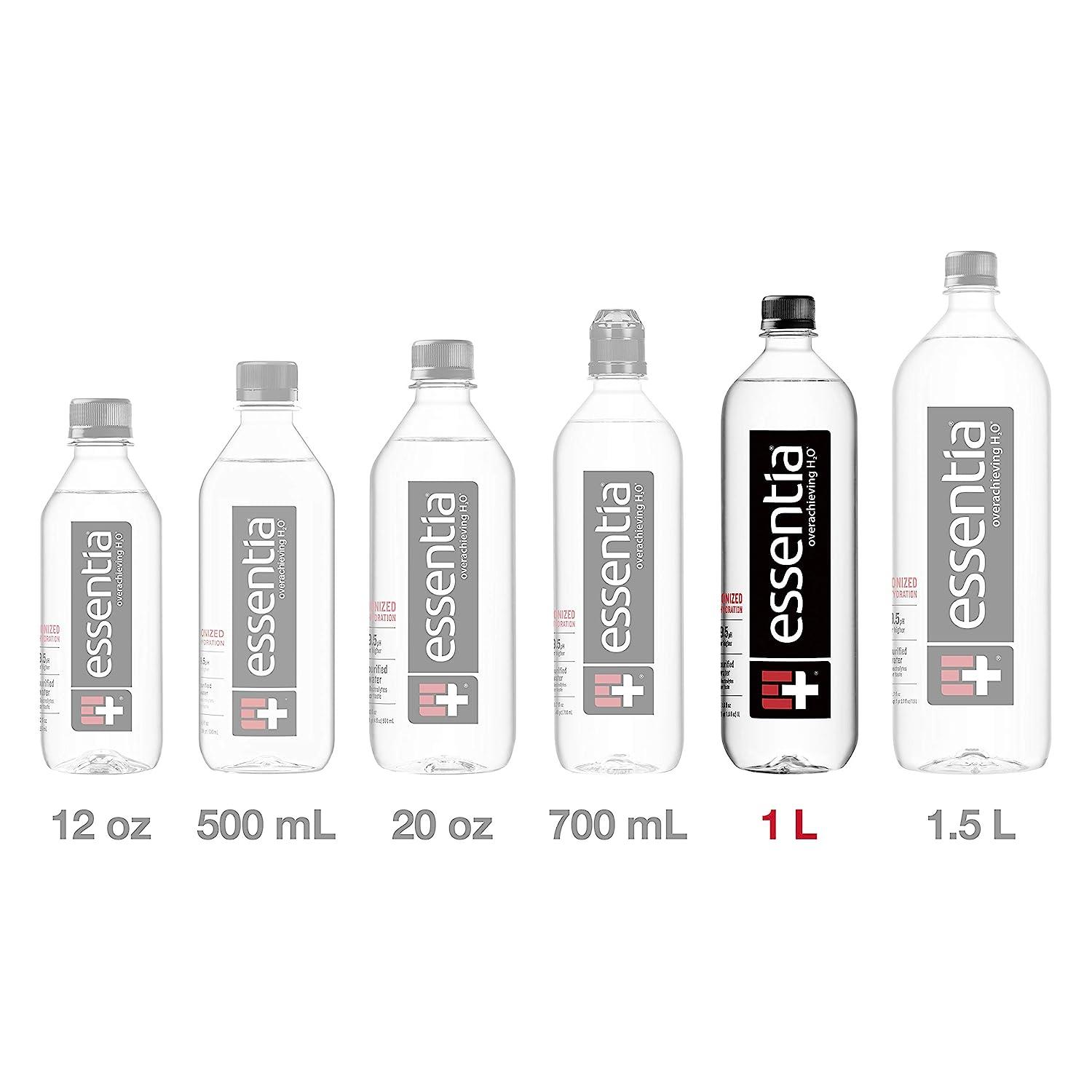 Essentia 1 Liter Bottled Water | 99.9% Pure Electrolyte-Infused | pH 9. ...