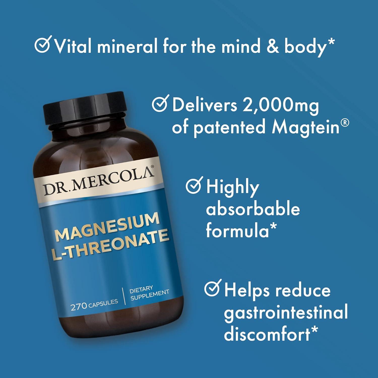 Dr. Mercola Magnesium L-Threonate & Calcium with D3 & K2 | 90 Servings ...