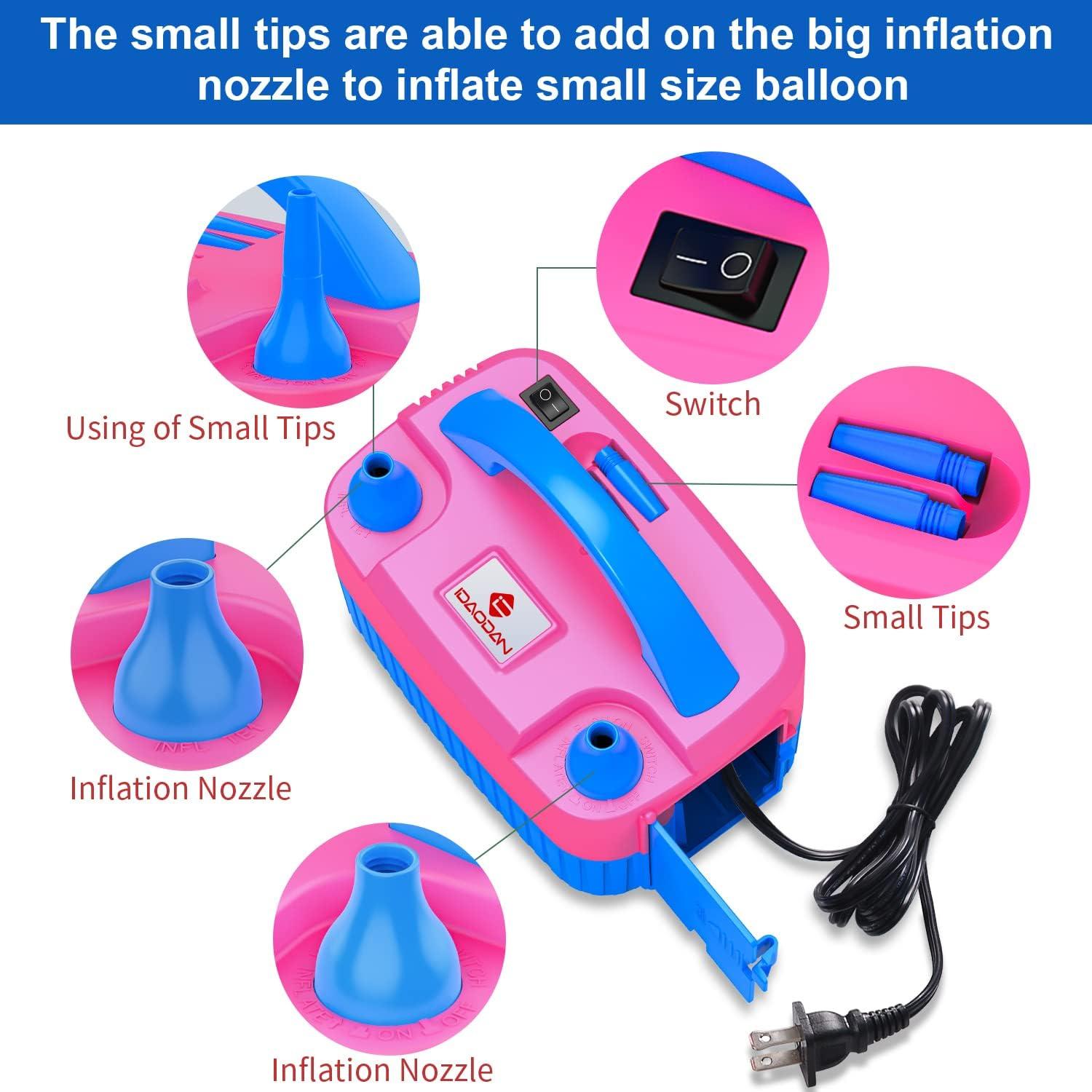 IDAODAN Portable Electric Balloon Pump - 600W Dual Nozzle Inflator ...