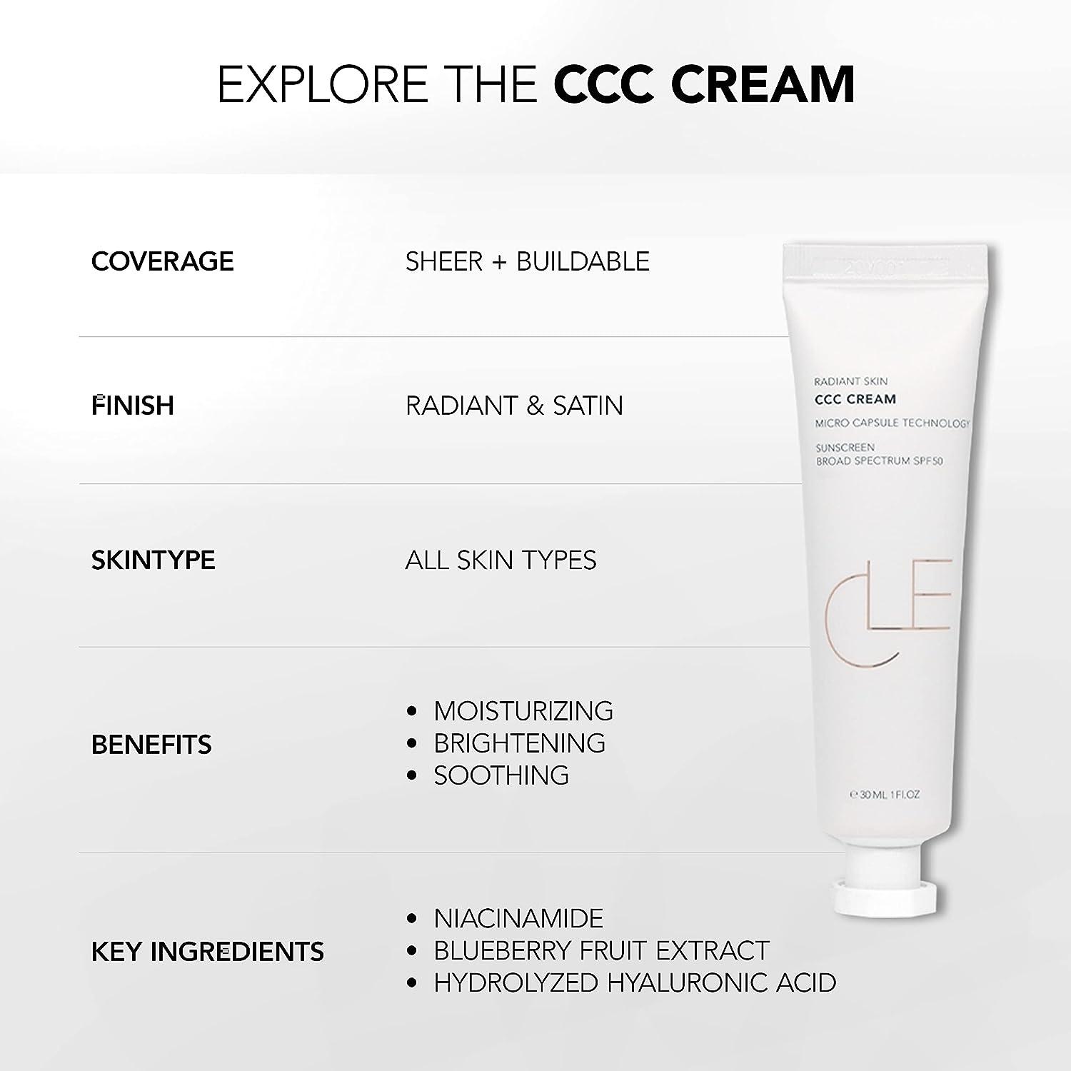 Cle Cosmetics CCC Cream Foundation SPF 50 (Fair) | BB & CC Cream Hybrid ...