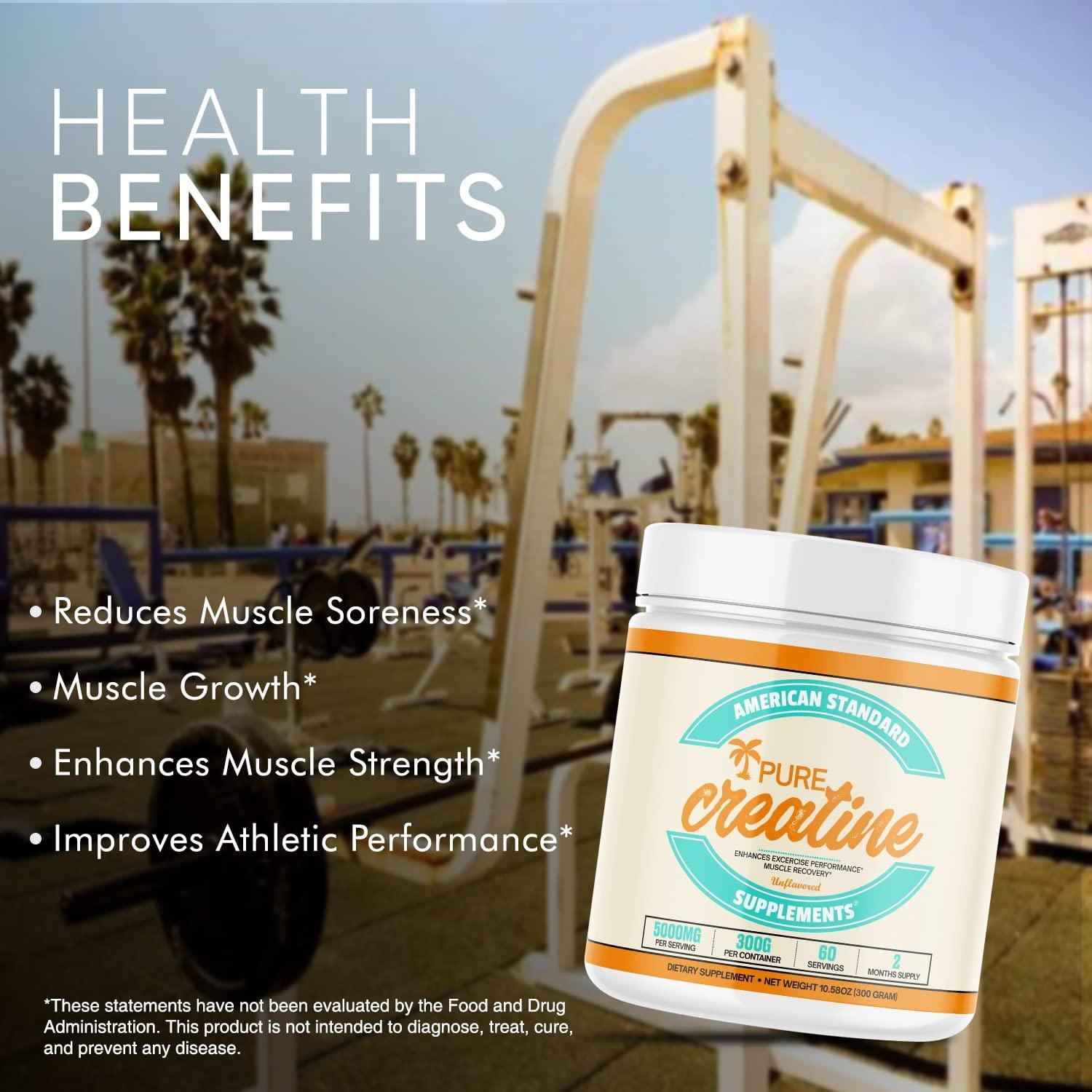 American Standard Creatine Monohydrate Powder - 5000mg for Muscle ...