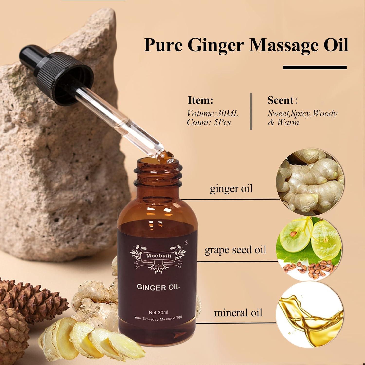 Ginger Oil 30ml (3 Pack) - Lymphatic Drainage & Stress Relief Massage ...