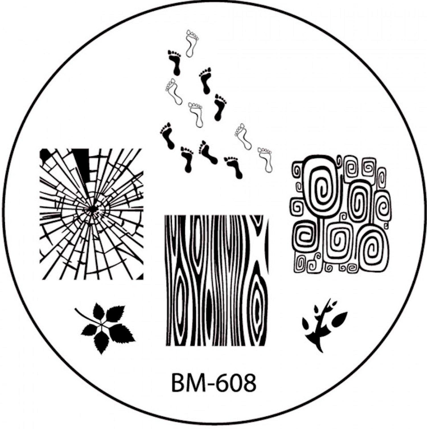 STAMPING STENCIL #BM-608 - Footprints Tree & Retro Patterns for ...