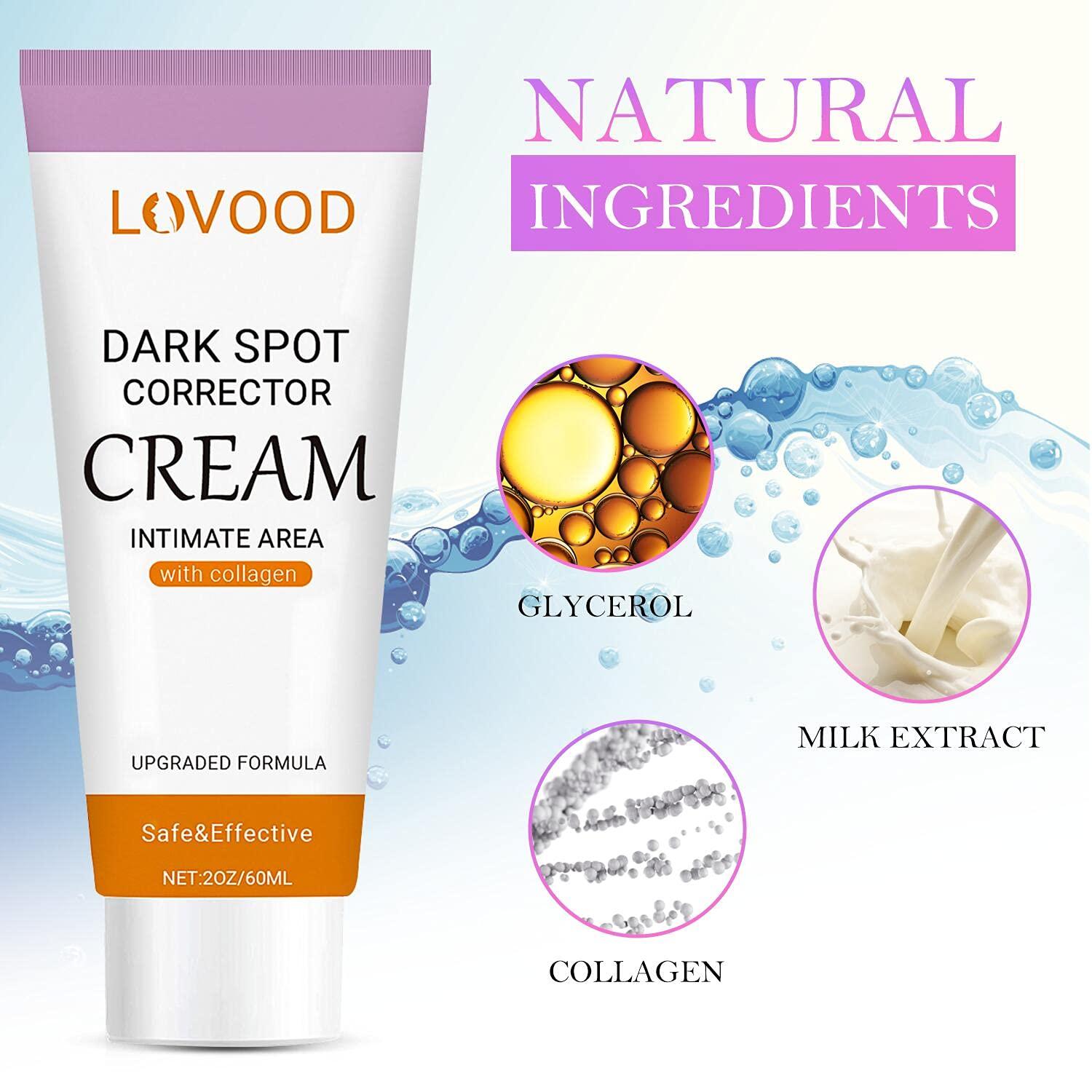 LOVOOD Dark Spot Corrector Cream - Underarm, Neck, Elbow, Private Areas - Instant Results, 2 oz ...