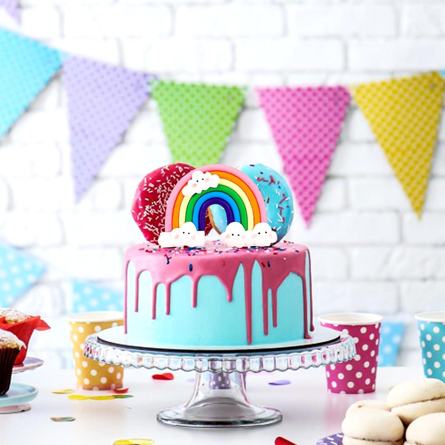 Rainbow Cake Topper Soft Pottery Cute Rainbow Cloud Cake Decorations ...