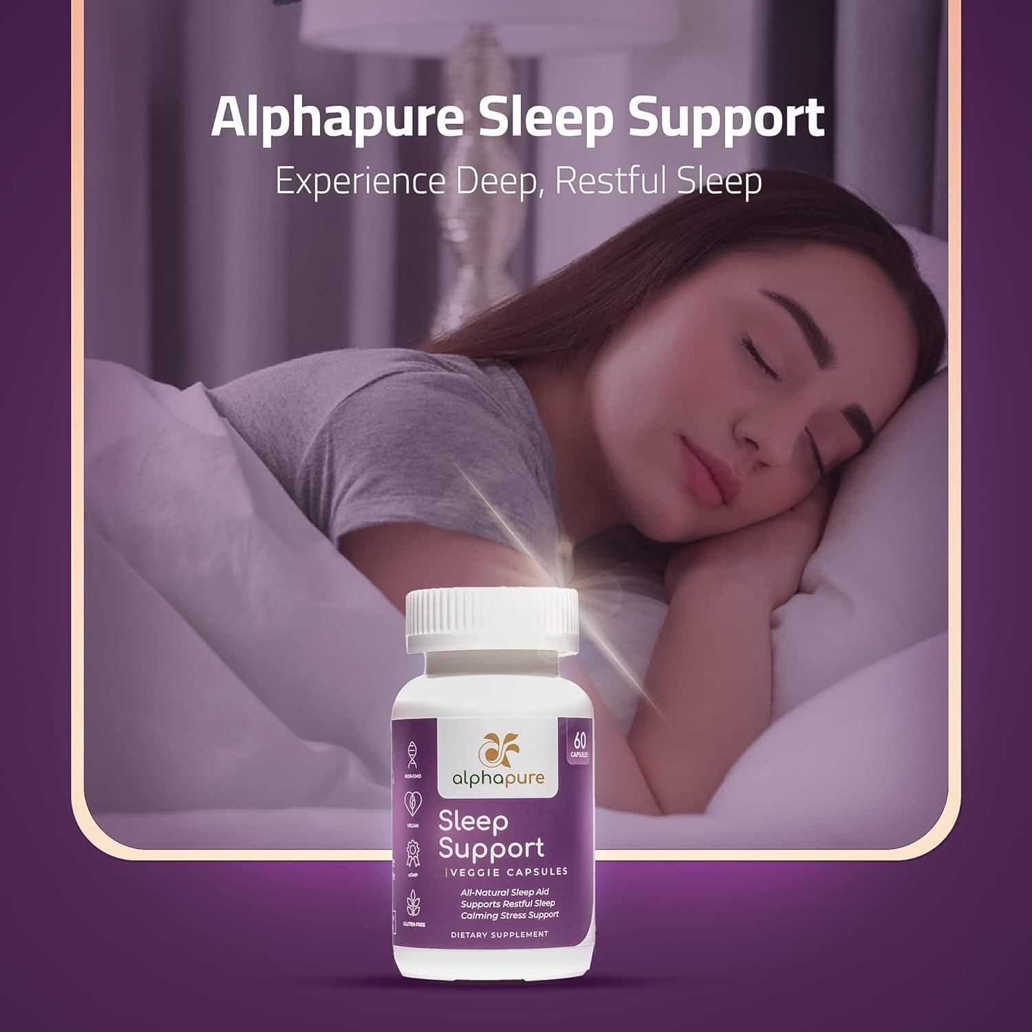 Alphapure Natural Sleep Aid Capsules | 5mg Melatonin, 200mg Ashwagandha ...