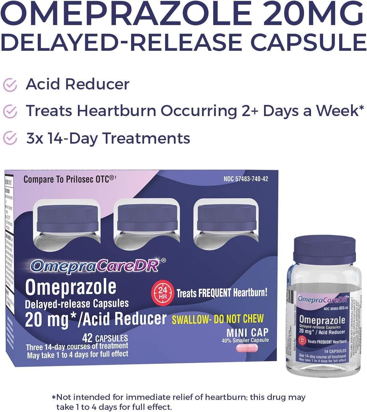 OmepraCareDR 84 Count Capsules - 20mg Omeprazole for Heartburn Relief ...