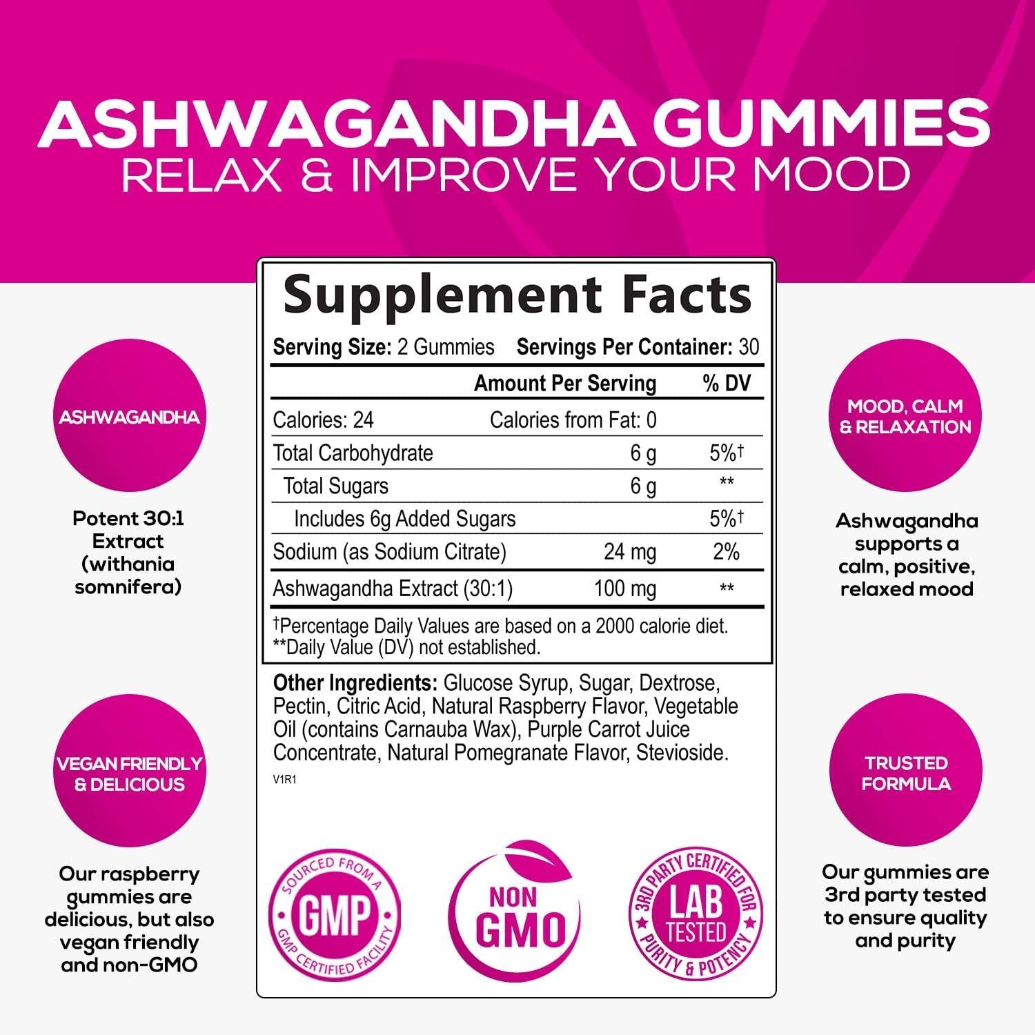 Organic Ashwagandha Gummies for Relaxation & Stress Relief - Vegan ...