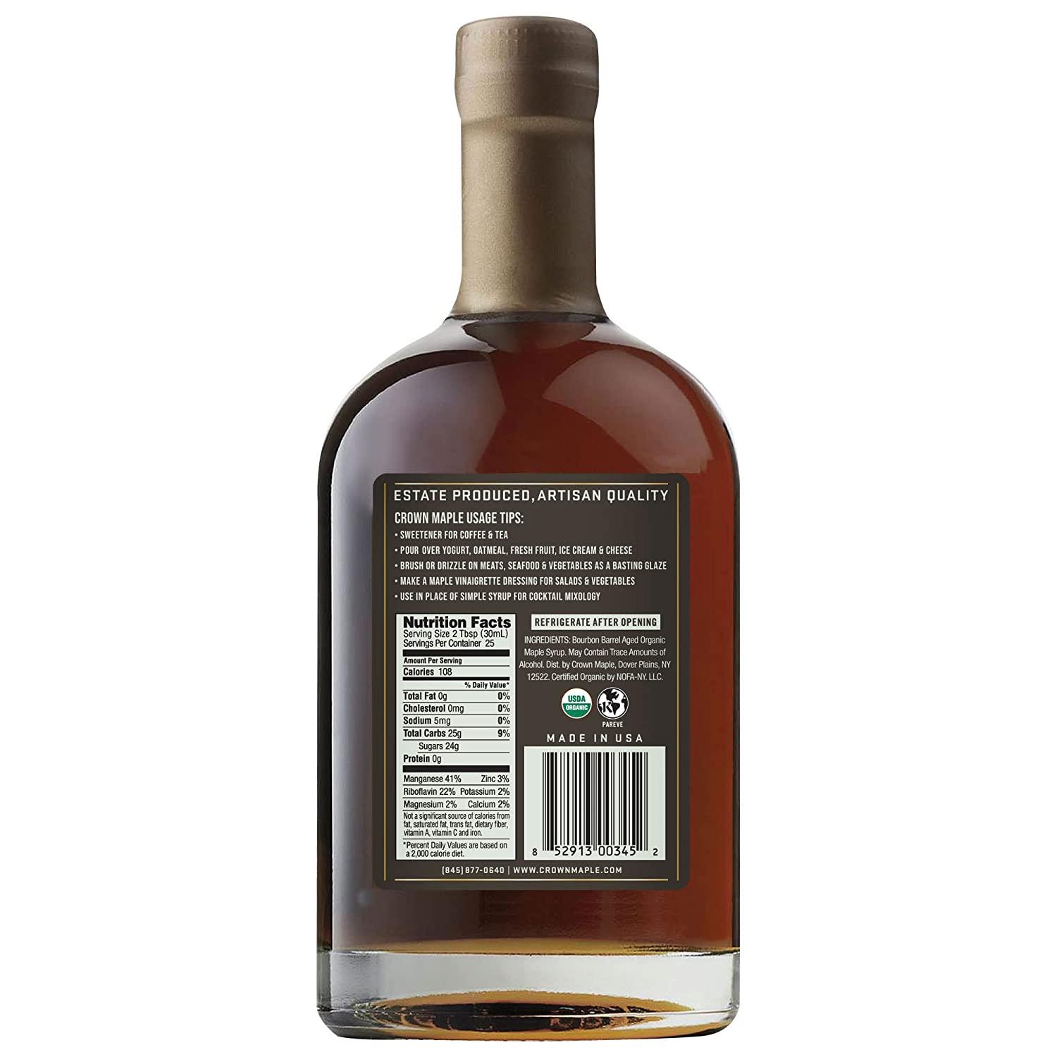 Crown Maple Bourbon Barrel Aged organic maple syrup 750ML (25 FL OZ)