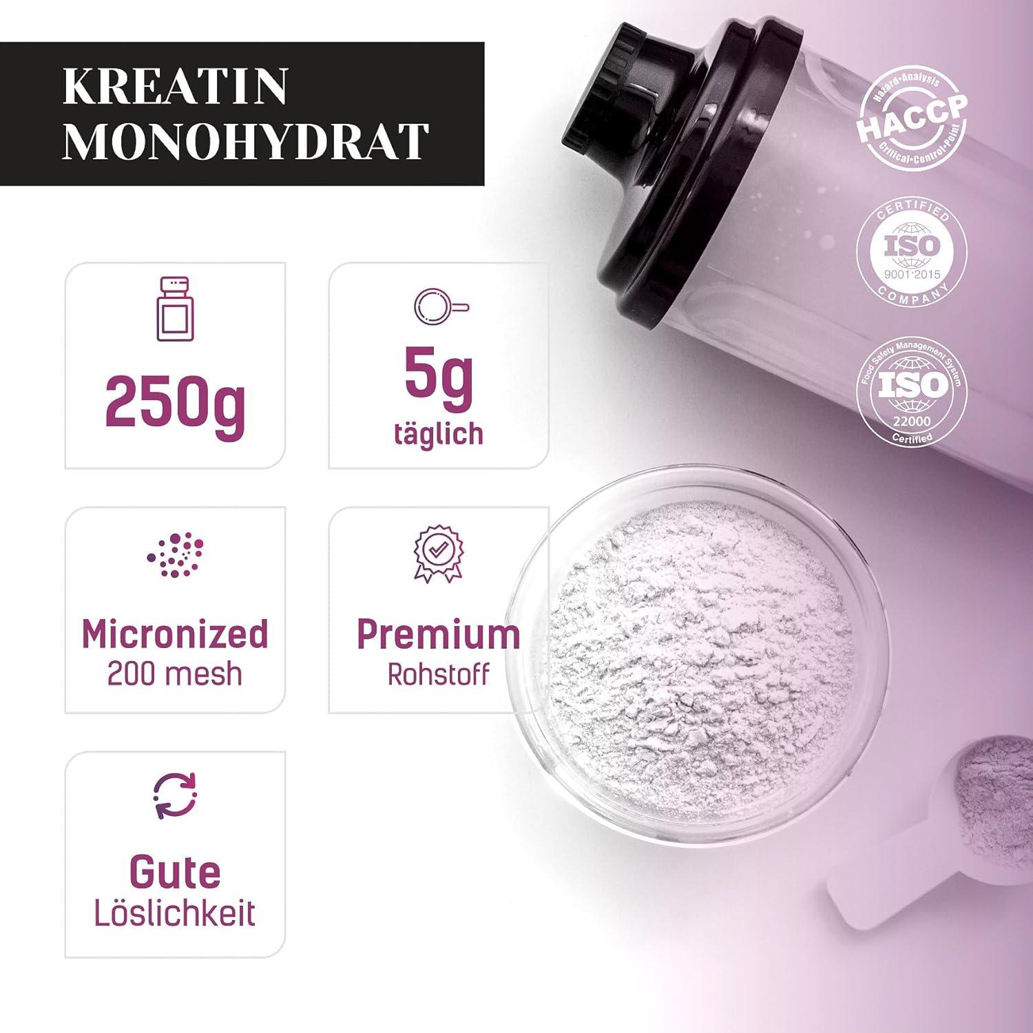 Premium Creatine Monohydrate Powder 250g - 200 Mesh 50 Portions for ...