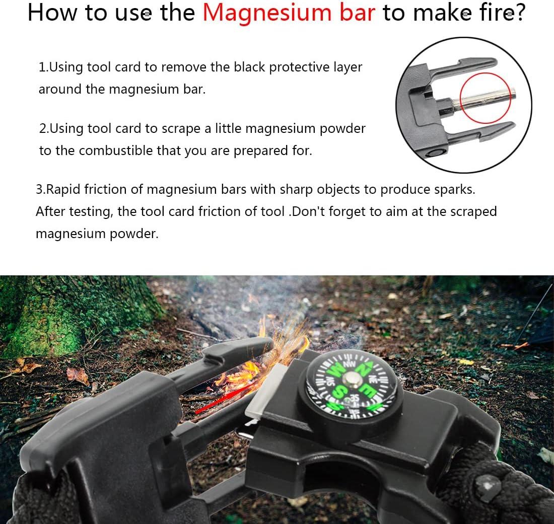 NVioAsport 20-in-1 Survival Paracord Bracelet with SOS LED Light, Fire ...